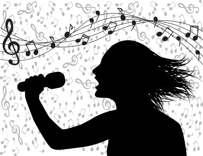 Female singing Royalty Free Vector Image - VectorStock