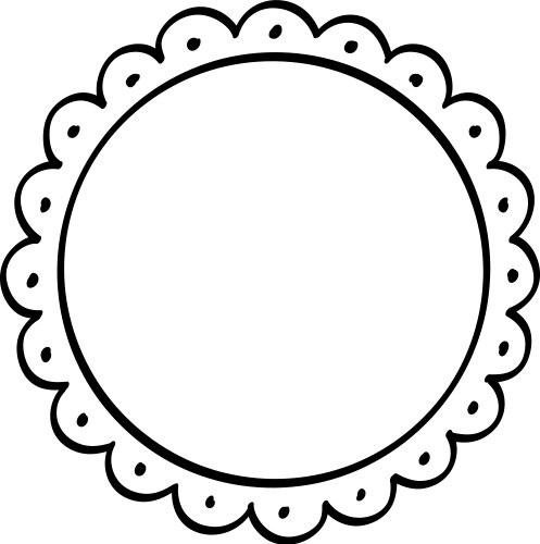 Long rounded scallop frame doodle line art clipart