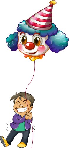 Young boy cartoon flying with balloon Royalty Free Vector