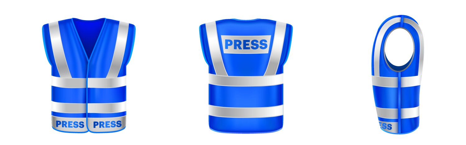 Blue safety vest for press with reflective Vector Image