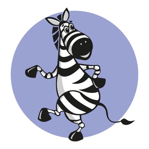 Zebra cheerful dancing cartoon character Vector Image