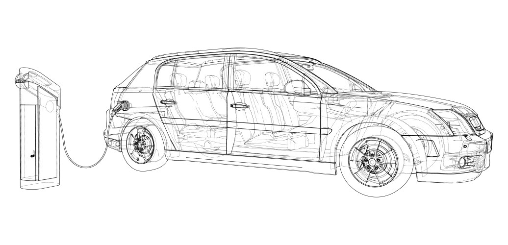 Electric vehicle charging station sketch Vector Image