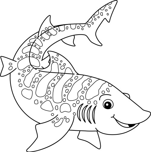 Frilled shark isolated coloring page for kids Vector Image