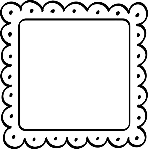 Square scalloped frame doodle line art clipart Vector Image