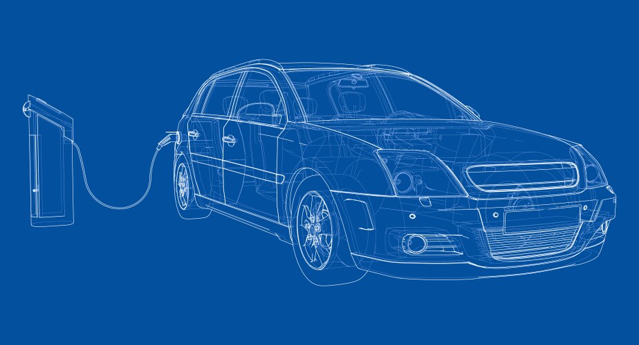 Electric Car Blueprint Drawing Vector Images (over 380)