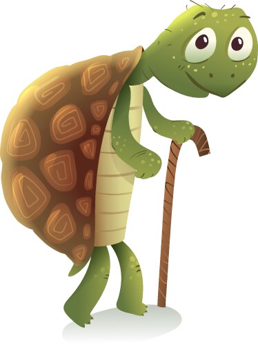 Cartoon a turtle walking in the middle Royalty Free Vector