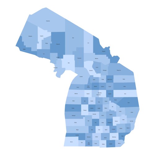 Administrative map of michigan mi Royalty Free Vector Image