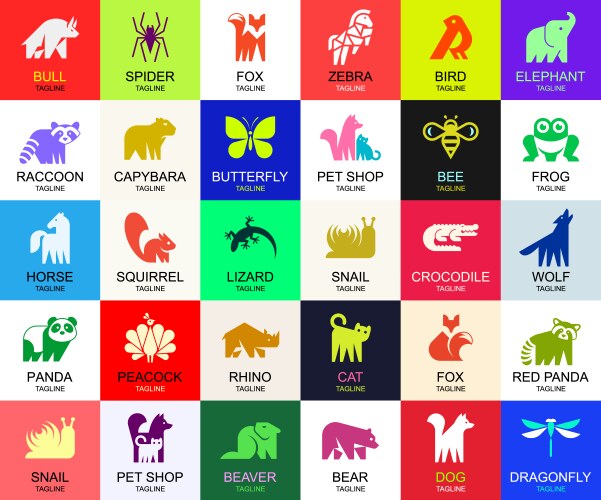 Animals logos collection Royalty Free Vector Image