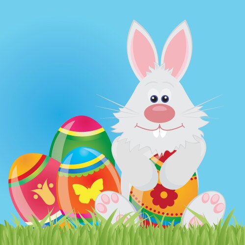 Easter bunny background sign Royalty Free Vector Image