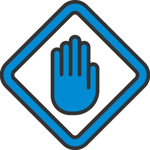 Icon of warning hand Royalty Free Vector Image