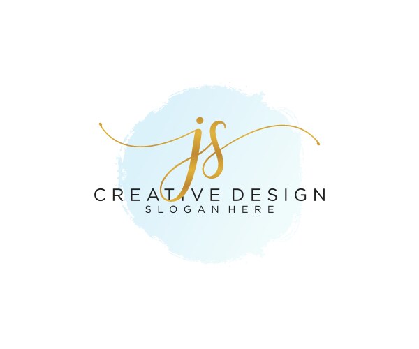 Js initial handwriting logo with circle template Vector Image