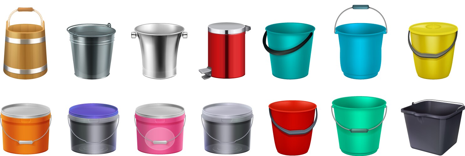 Buckets with faces Royalty Free Vector Image - VectorStock