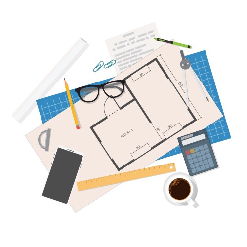 Small studio apartment cartoon plan Royalty Free Vector