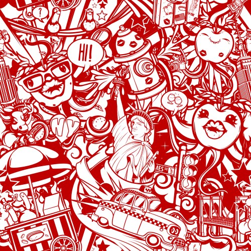 Funny red parrot with a large beak Royalty Free Vector Image