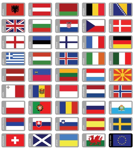 Flags of europe set Royalty Free Vector Image - VectorStock