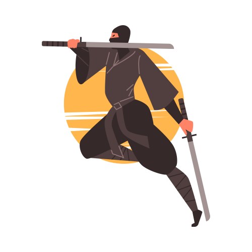 A image ninja warrior in dynamic pose Royalty Free Vector