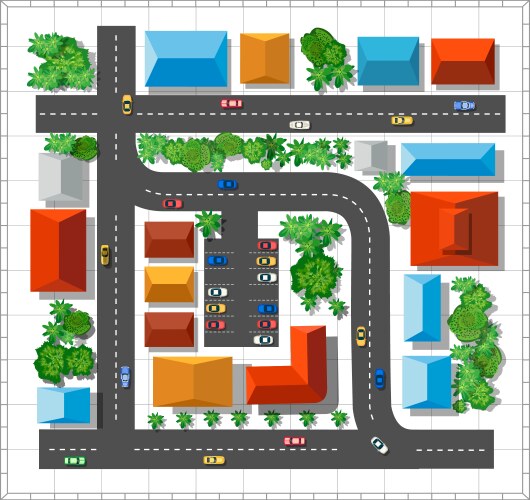 City top view town map seamless pattern Royalty Free Vector