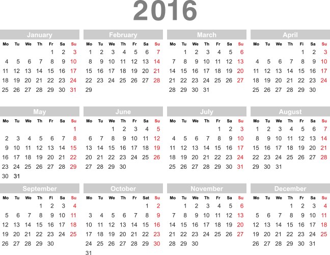 Annual calendar template in a minimalist style Vector Image