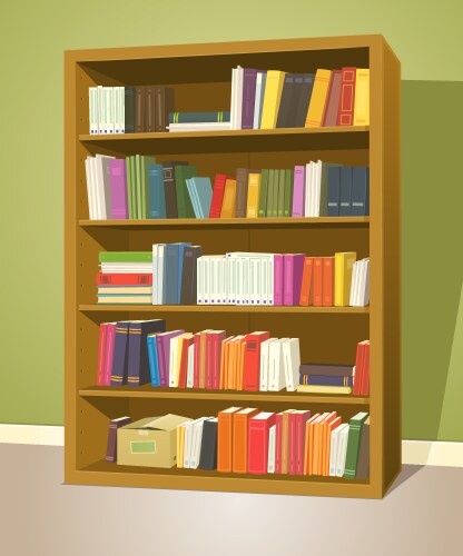 Cartoon library bookshelf Royalty Free Vector Image