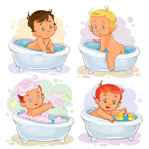 Cartoon child taking a bath Royalty Free Vector Image