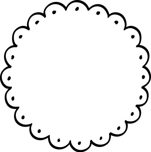 Long rounded scallop frame doodle line art clipart