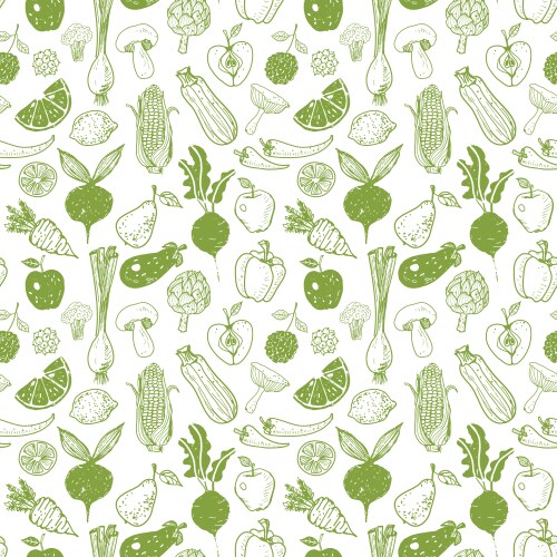 Fruits and vegetables background pattern Vector Image