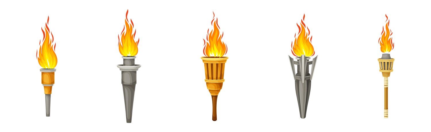 Yellow torch with bright red-orange fiery flame Vector Image