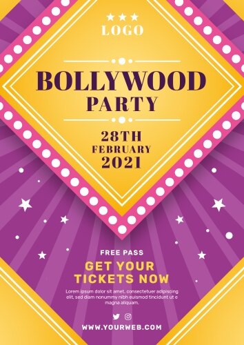 Bollywood party poster template Royalty Free Vector Image