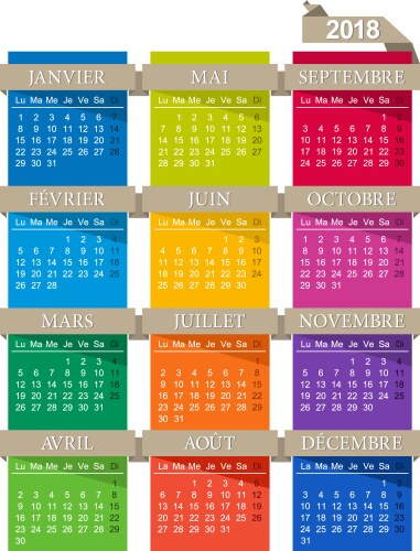 Calendar 2023 year english colorful horizontal Vector Image