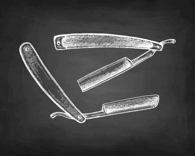 Folding straight razor ink sketch Royalty Free Vector Image