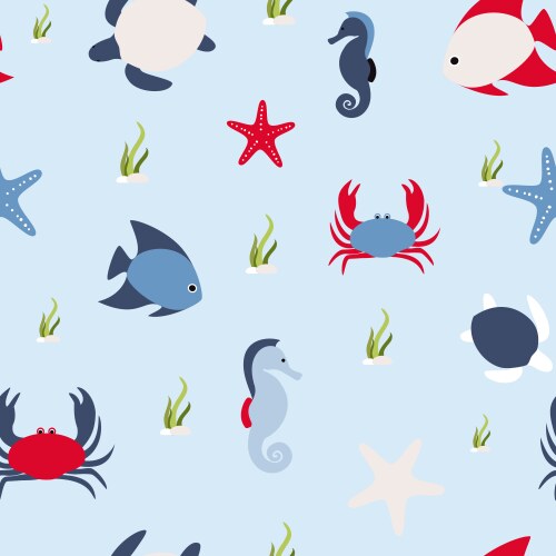 Seamless pattern with aquatic animals or marine Vector Image