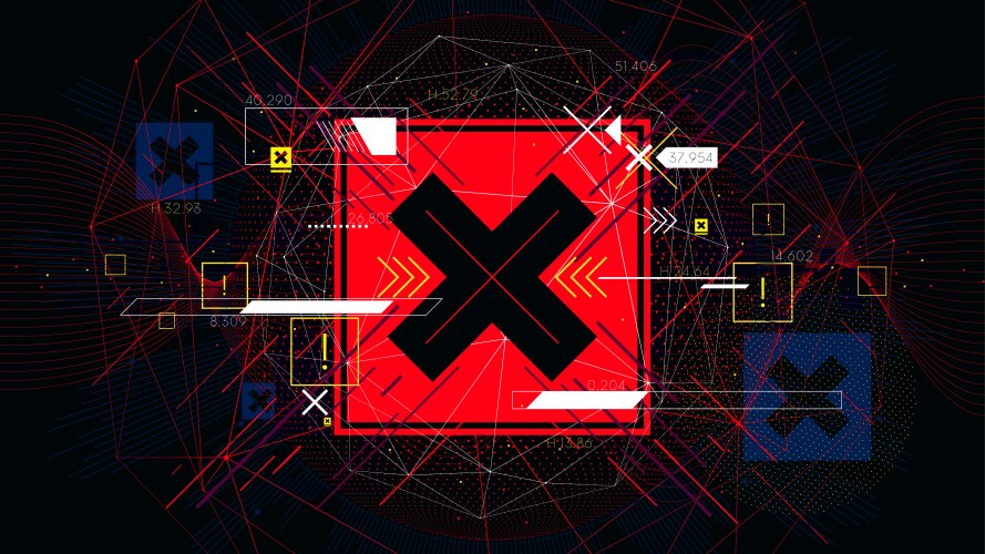Red gaming interface data digital technology Vector Image