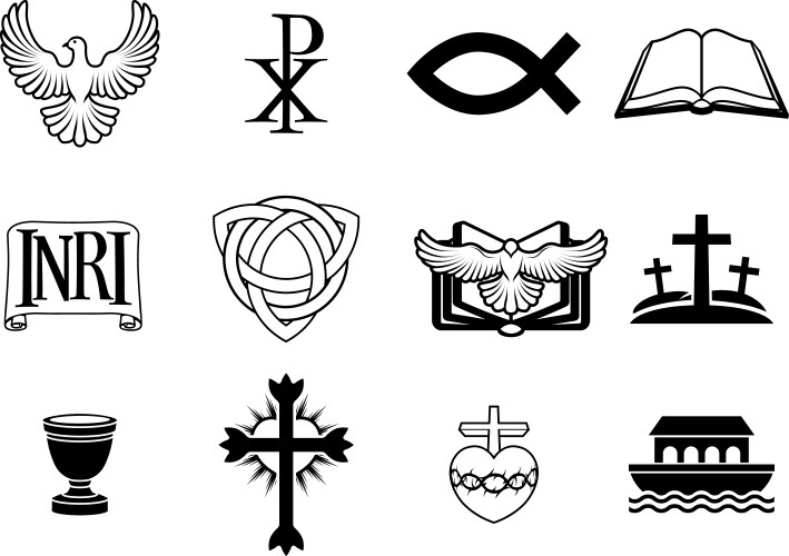 Christian cross bible and dove with olive branch Vector Image