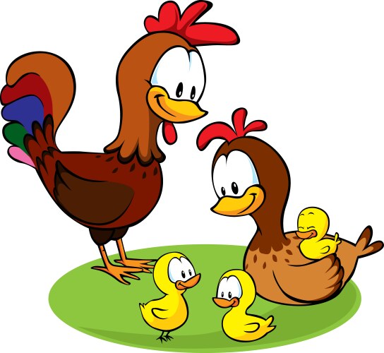 Cartoon chicken with meal box Royalty Free Vector Image