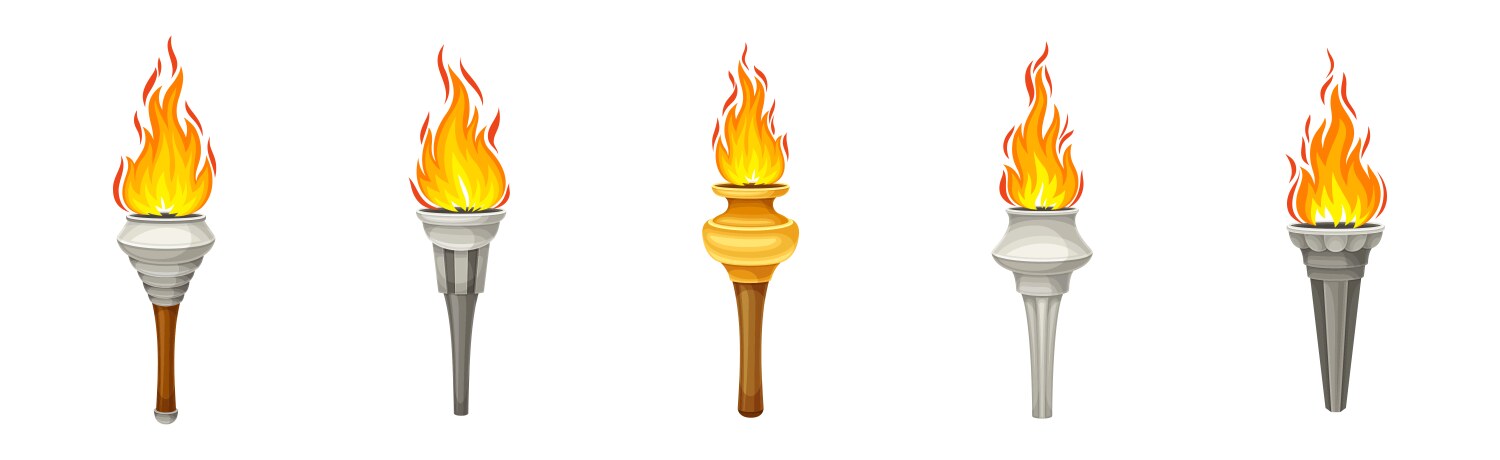 Yellow torch with bright red-orange fiery flame Vector Image
