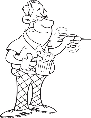 Cartoon man throwing a dart Royalty Free Vector Image