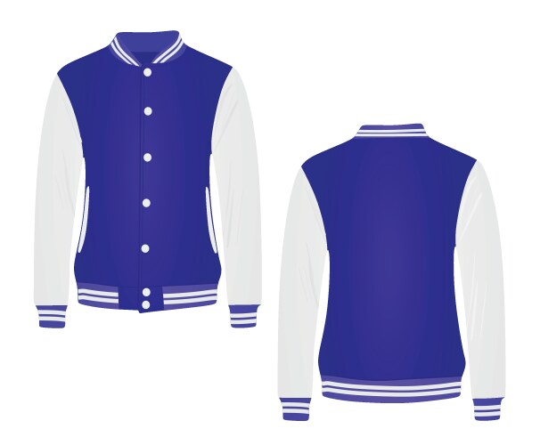 Varsity jacket sketch mockup blue white Royalty Free Vector