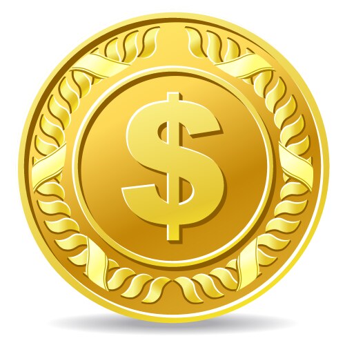 One dollar cent gold coins Royalty Free Vector Image