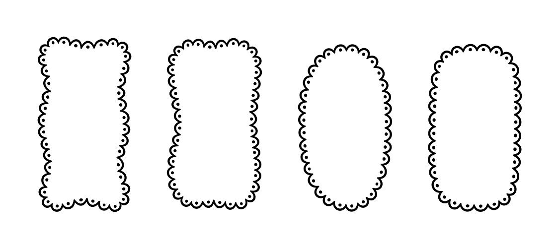 Doodle retangle and oval scalloped frames hand Vector Image