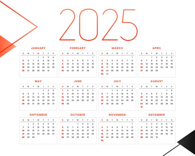 2025 Yearly Calendar Vector Images (over 190)