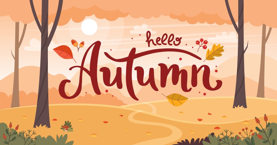 Abstract autumn simple landscape with river Vector Image
