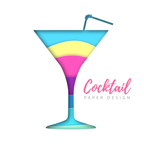 Cocktail cosmopolitan silhouette cut out paper Vector Image