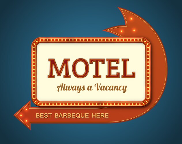 Retro motel sign with copyspace Royalty Free Vector Image