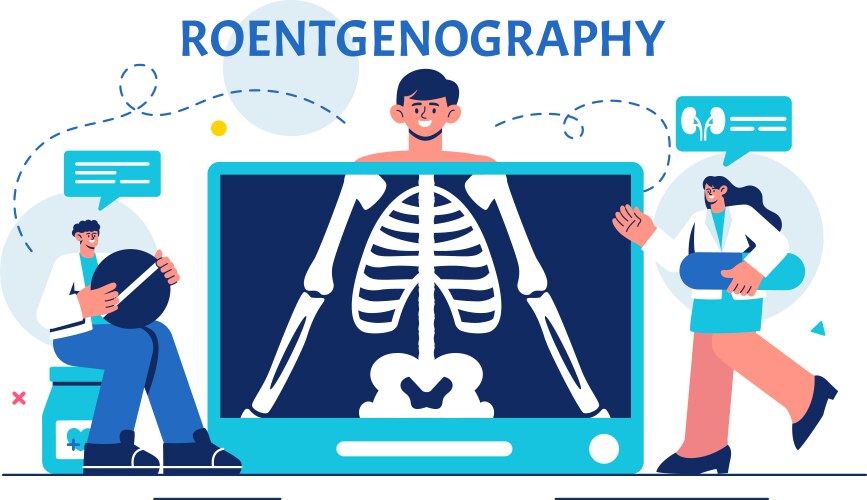 Roentgenography with fluorography body checkup Vector Image