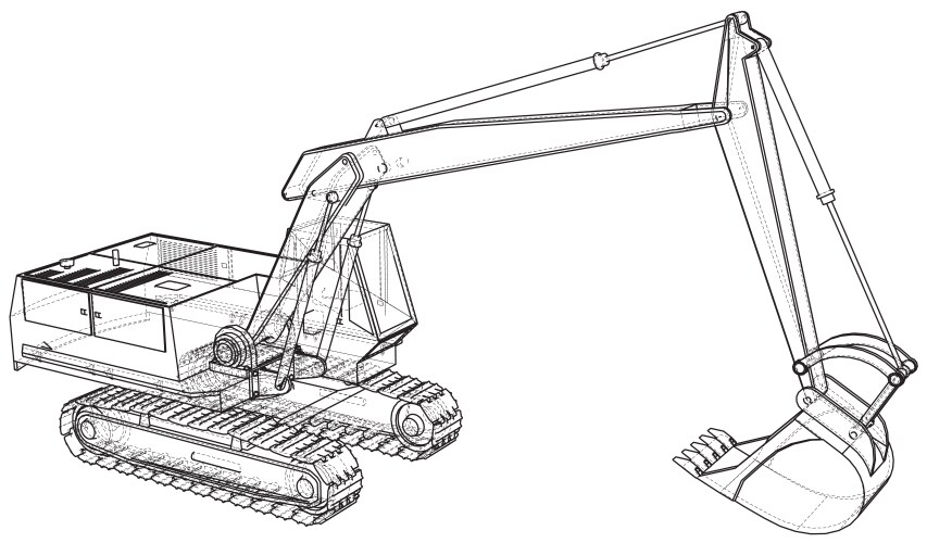 Excavator wire-frame eps10 format Royalty Free Vector Image