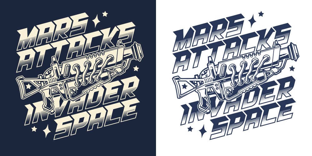 Martian weapon vintage monochrome label Royalty Free Vector