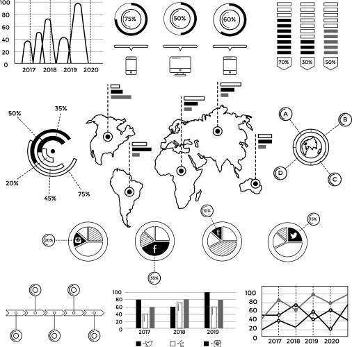 Social media blue infographic elements Royalty Free Vector