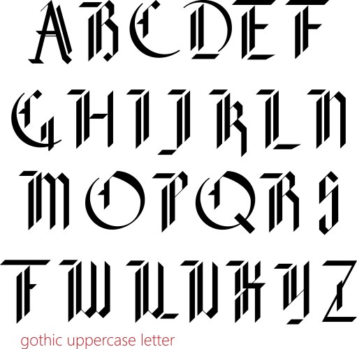 Gothic alphabet font Royalty Free Vector Image