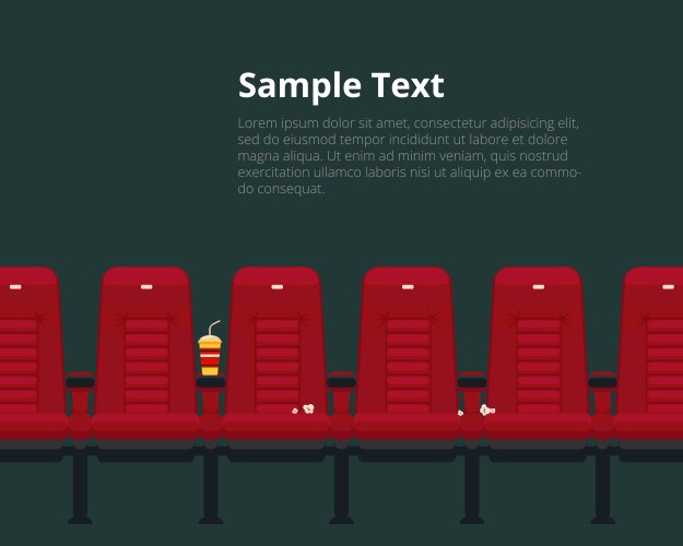 Red theater chairs rear view cartoon empty Vector Image