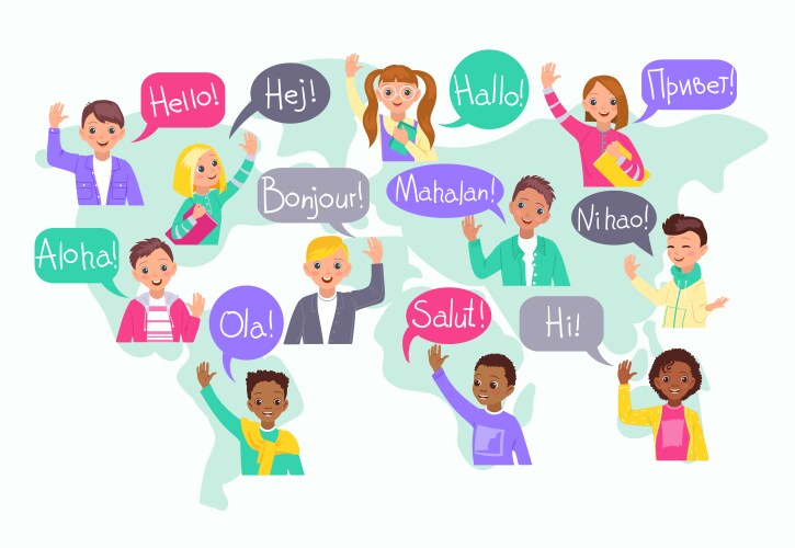 Multilingual greeting flat Royalty Free Vector Image